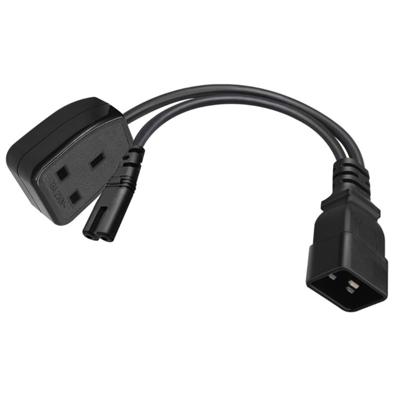 Длина 32 см от IEC320 C20 до IEC320 C7 + Британский Кабель Питания Y-Образный Разветвитель ПВХ Компьютерный Адаптер Проводная Линия