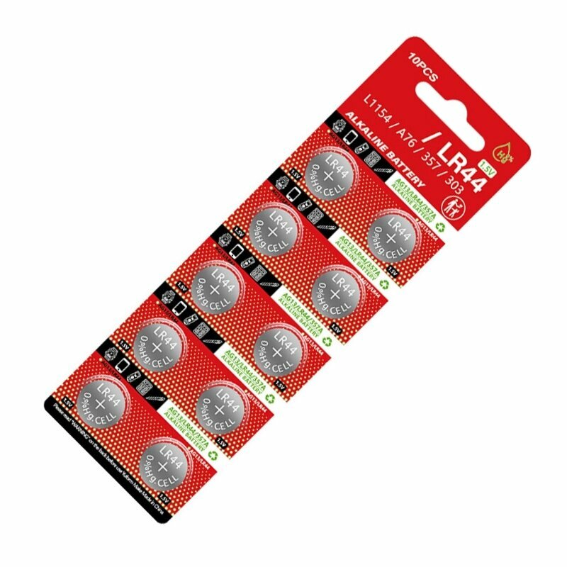 Упаковка из 10 шт. /лист Щелочных Кнопочных батареек LR44 1,5 В с монетными ячейками для Часов, Калькуляторов и цифровых фотоаппаратов
