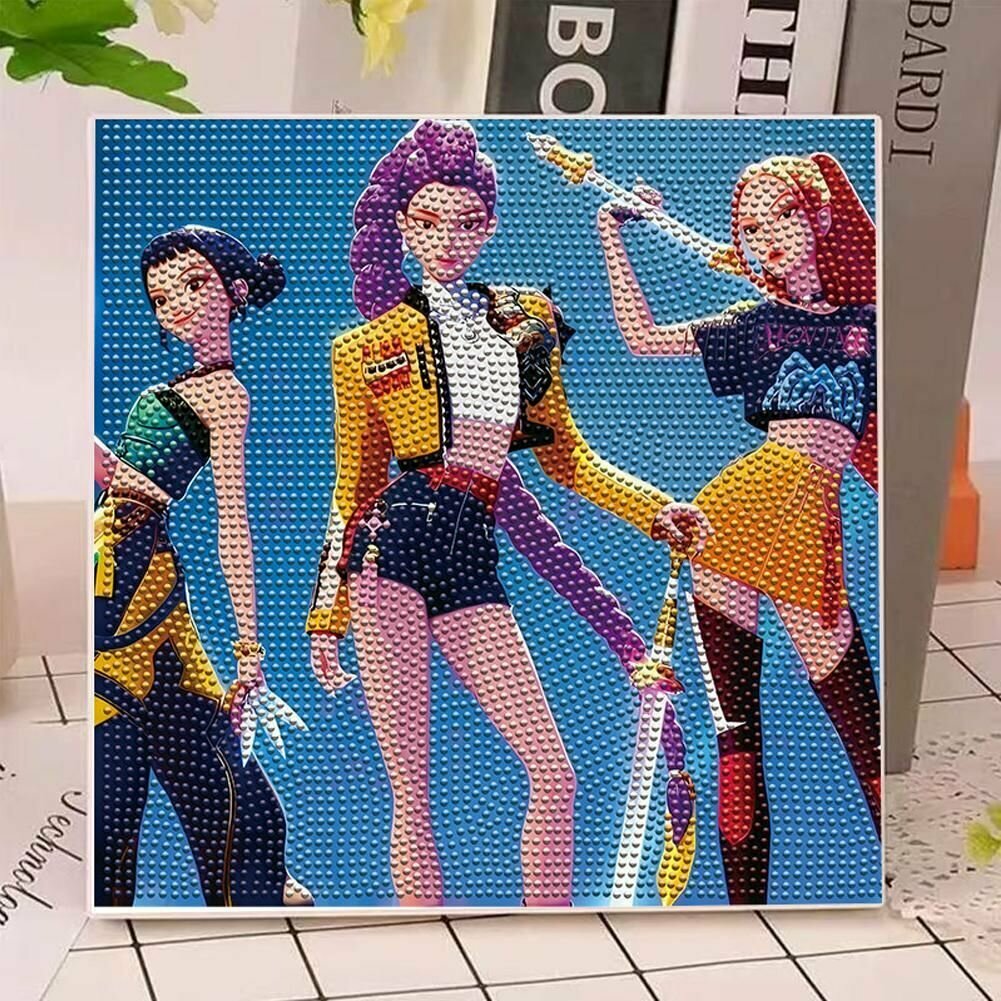 Алмазная картина Kpop "Девушка-ведьма", 30х30 см, инкрустированная стразами, без рамы, декоративный подарок.