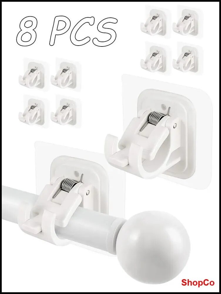 Крючок для карнизов без перфорации, Карниз 8 штуки белое