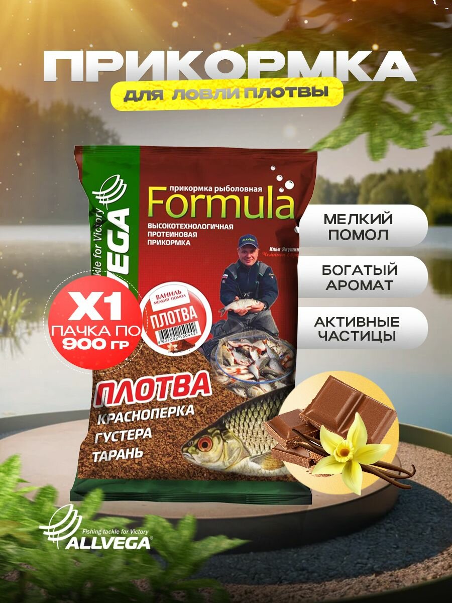 Прикормка для рыбалки ALLVEGA Formula для плотвы 1 пакет 0,9кг