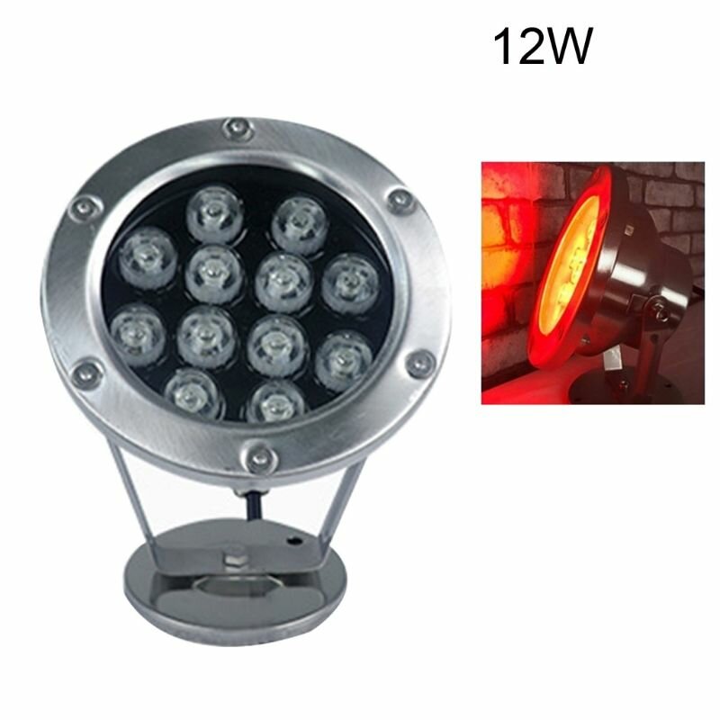 Светильник для бассейна из нержавеющей стали 12V / 24V-красный-12 Вт