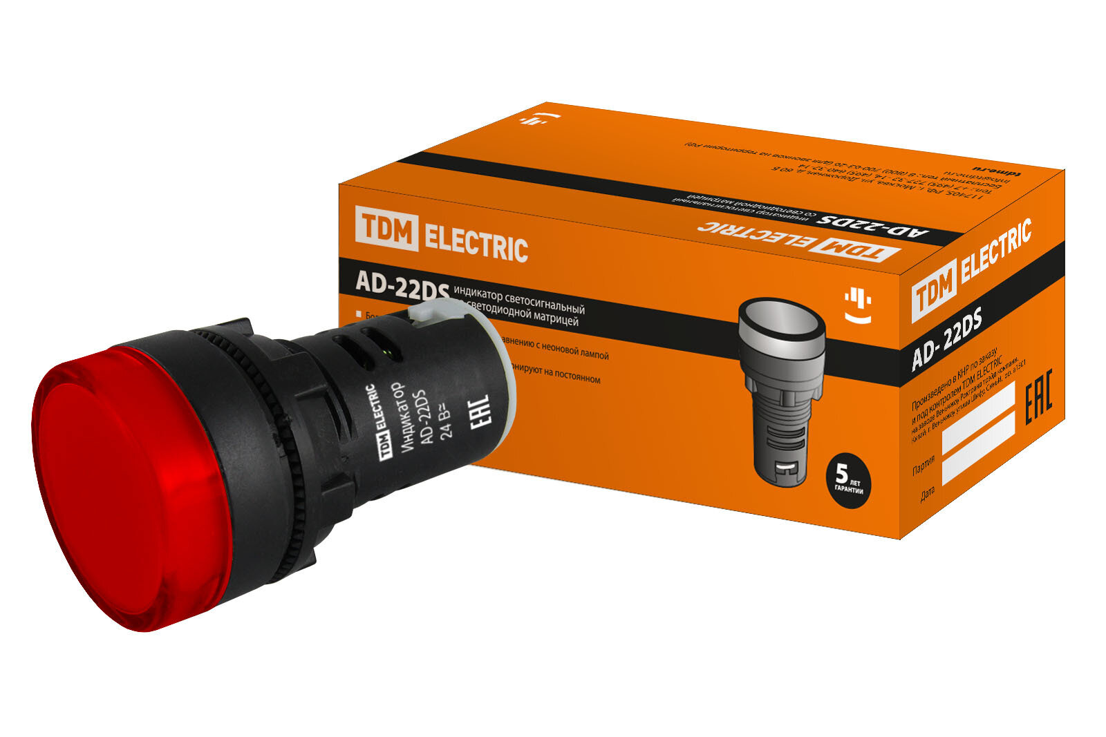 Лампа сигнальная AD-22DS LED красный 24В AC/DC TDM SQ0702-0006