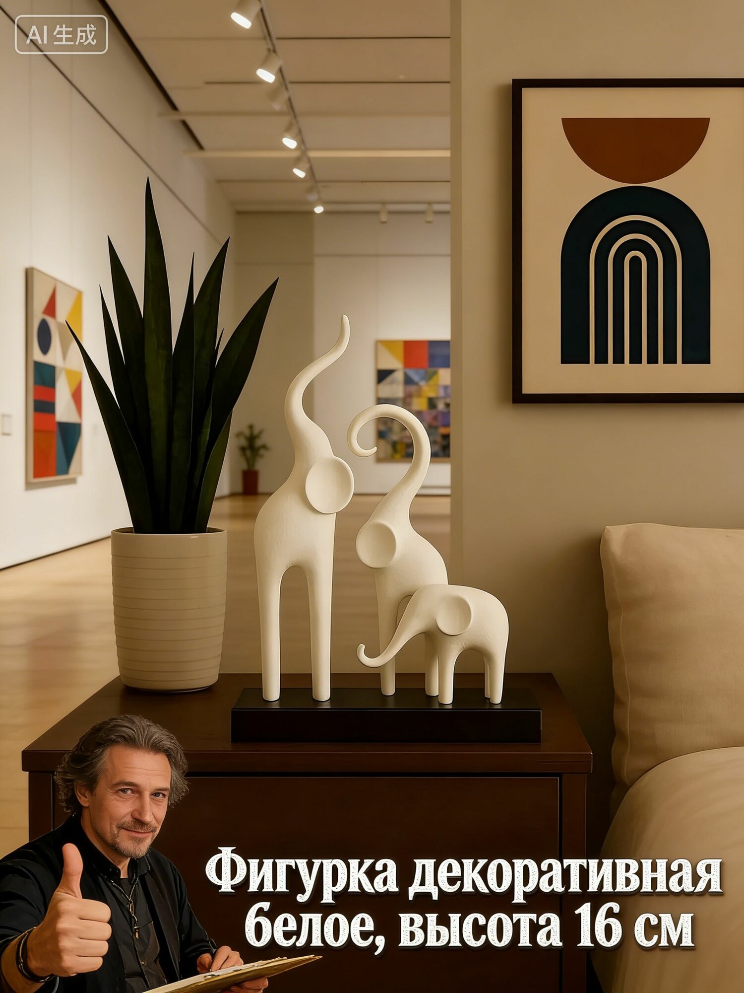 Фигурка декоративная белое, высота 16 см/Художественные семейные украшения, используемые для украшения гостиной и спальни