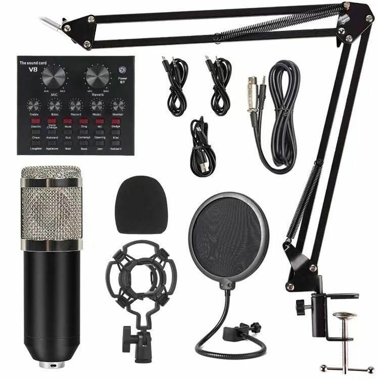 Комплект студийного оборудования, микшерный пульт с микрофоном, v8 звуковые карты, вокальный процессор, микшер usb