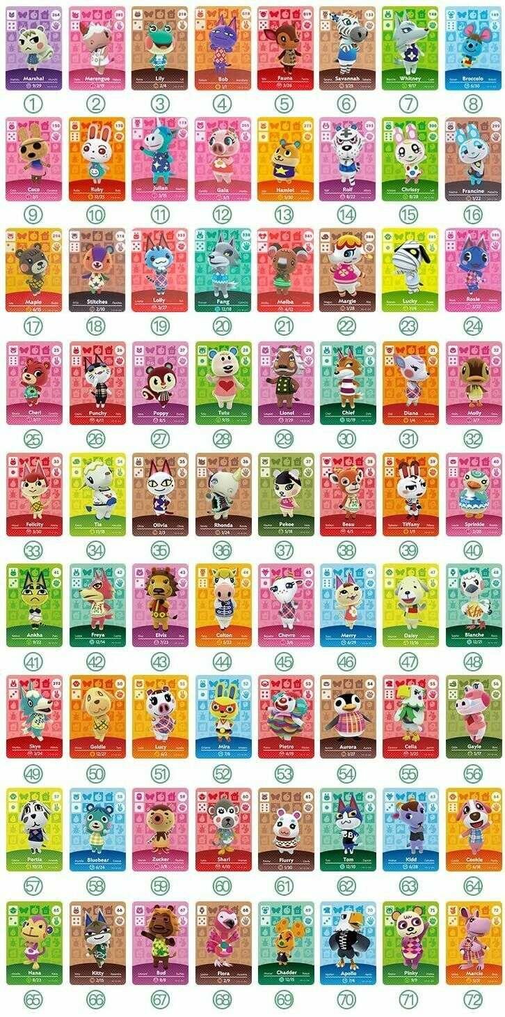 Обменяйте 72 карты Amiibo NFC для игры Animal Crossing New Horizons