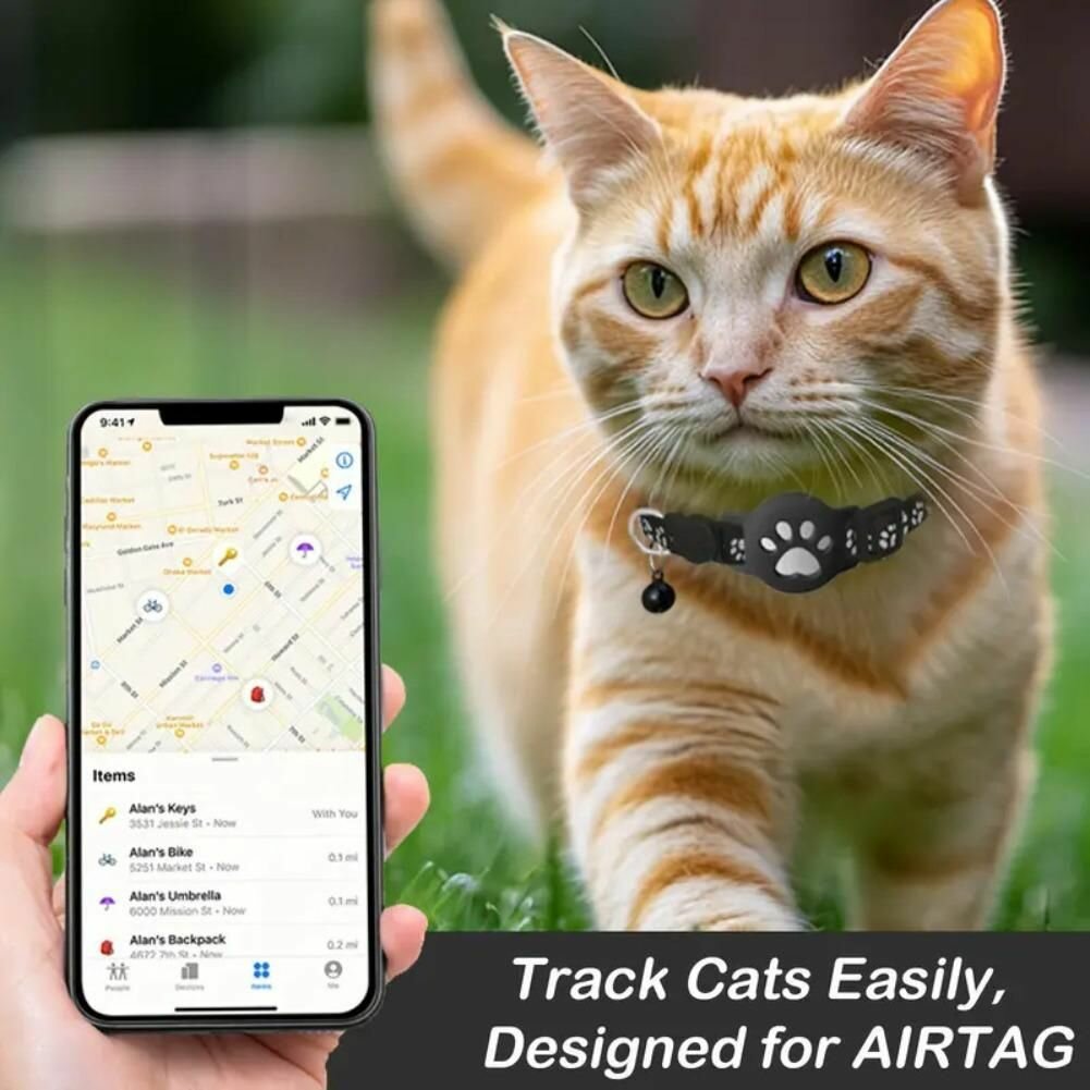 GPS-ошейник для кошек с трекером и светоотражателем отслеживание питомца, водонепроницаемый, долгий срок работы