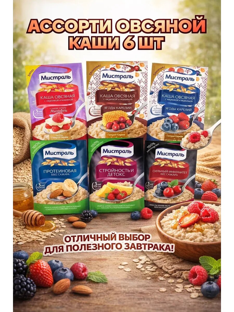 Ассорти овсяной каши 6 штук