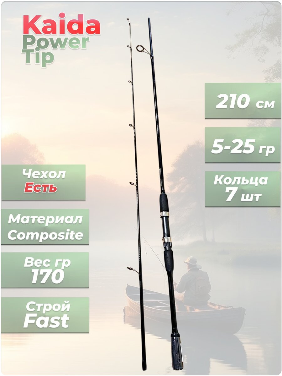 Спиннинг штекерный Power Tip тест 5-25 грамм длина 210 см