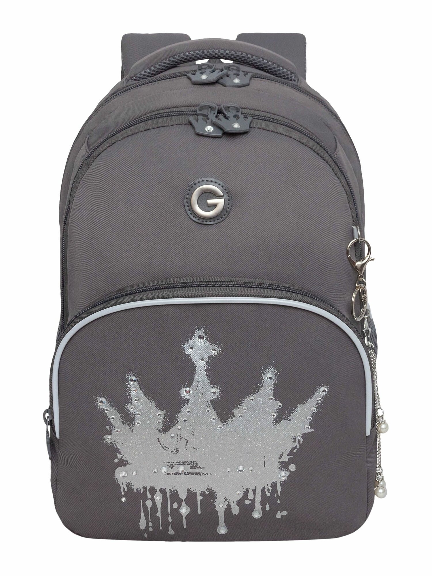 Рюкзак школьный GRIZZLY с карманом для ноутбука 13", анатомической спинкой, для девочки, RG-660-6