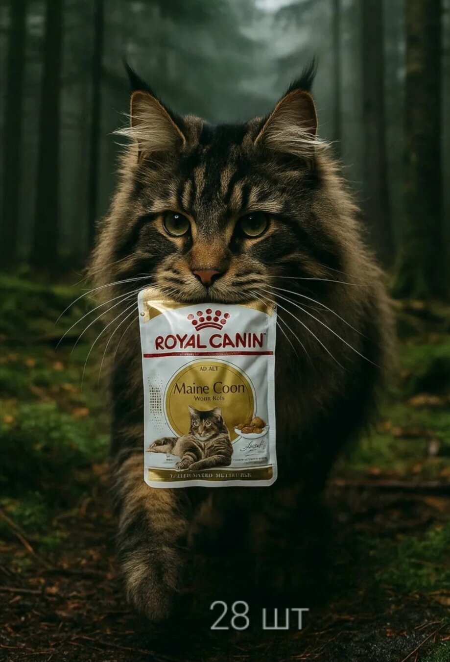 Влажный корм Royal Canin Maine Coon, для взрослых кошек, кусочки в соусе, 85 г, 28 шт.