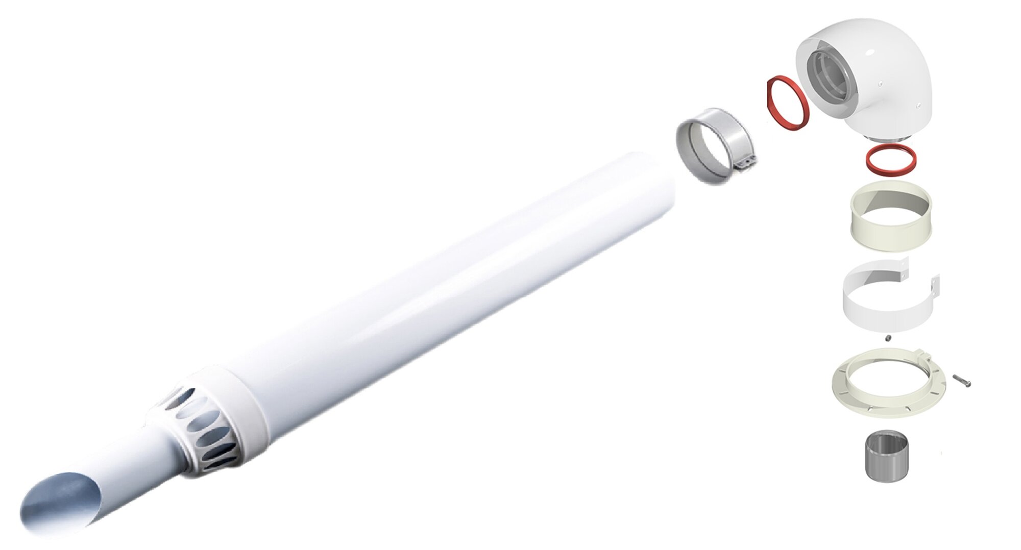 Универсальный комплект дымохода 60/100 Антилед "Утепленный" коаксиальный К-0.75-ПП с наконечником коаксиальный (Алюминий/Пластполимер)