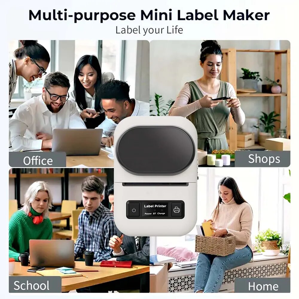 Мини-принтер термотрансферный, Монохромный для печати этикеток, наклеек, Bluetooth