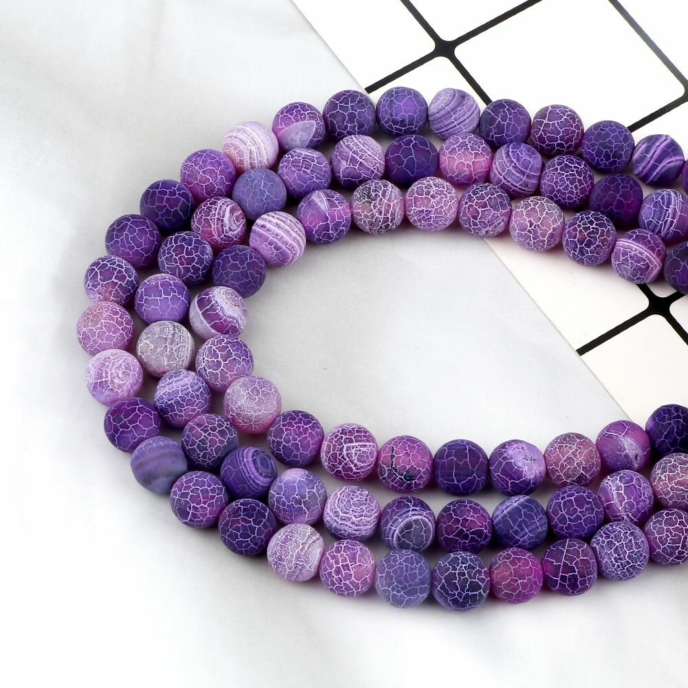 Агат морозный с трещинками 10мм, 38 шт, натуральный камень, для рукоделия, для творчества, для украшений