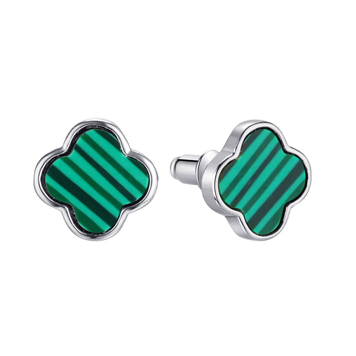 Серьги, серебро, 925 проба, малахит