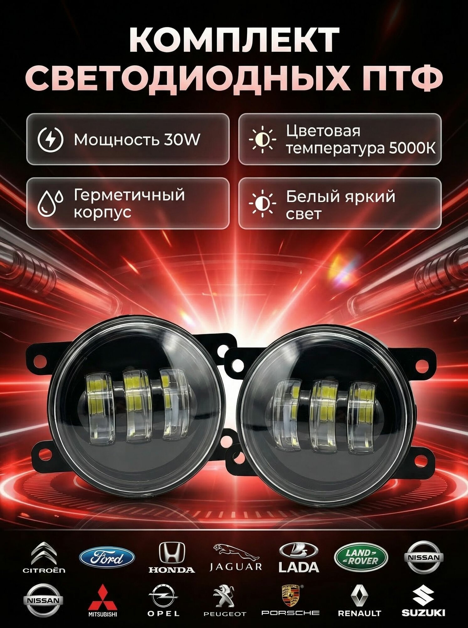 LED ПТФ - Лед противотуманые фары на Lada XRAY / Светодиодные
