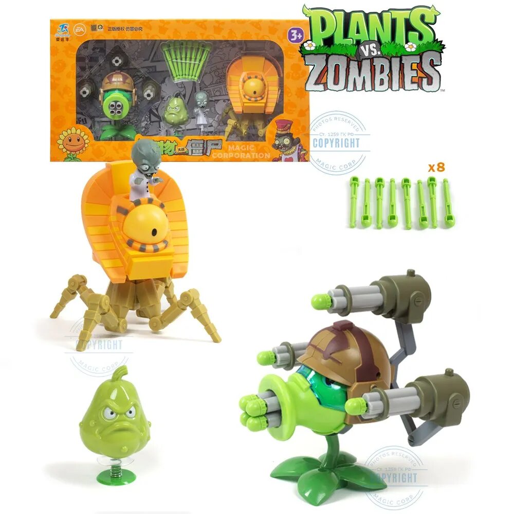 Зомби против растений / Plants vs Zombies игровой набор с инерционными игрушками для мальчиков, пластик