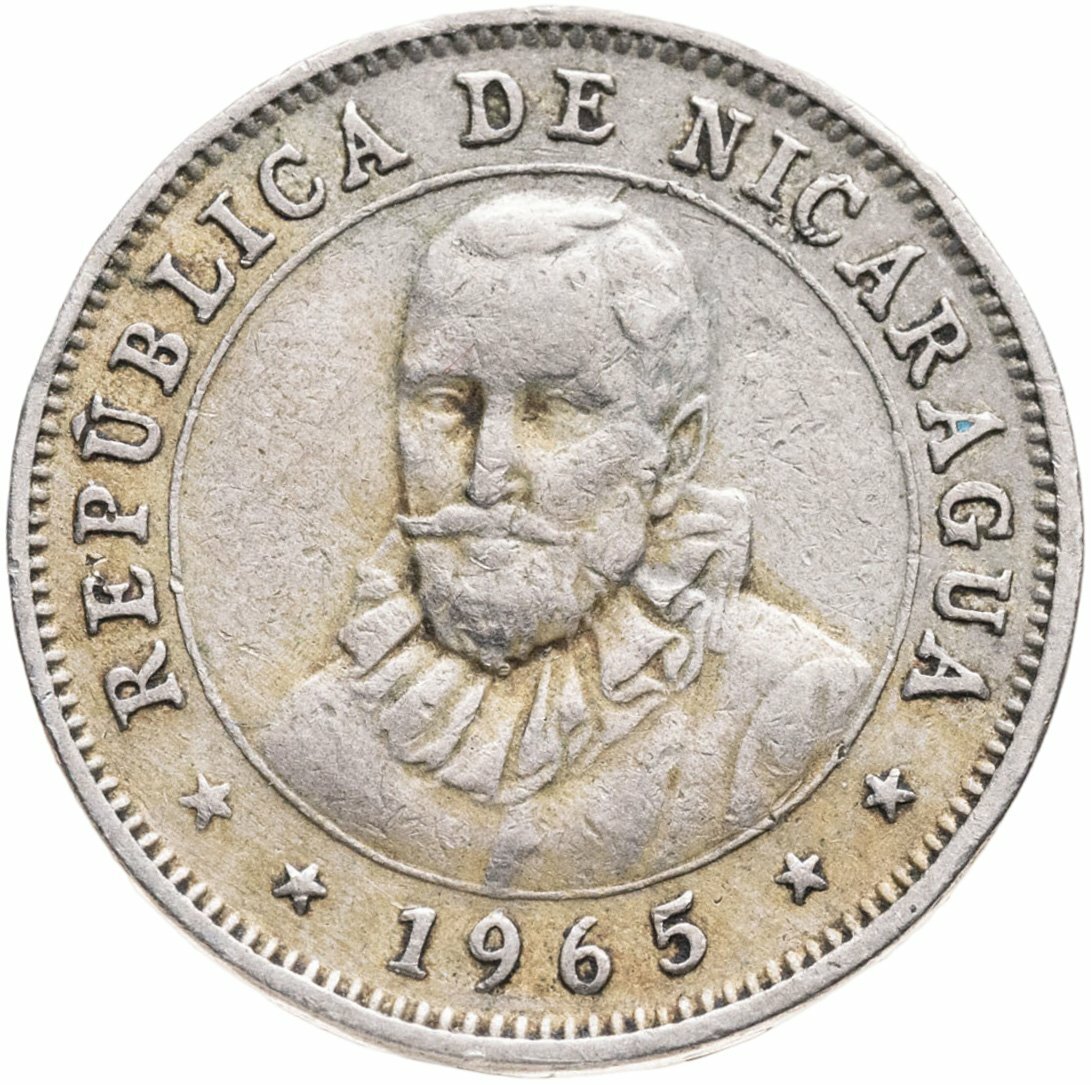 Никарагуа 10 сентаво centavos 1965, Мельхиор медь-никель, в сохранности VF-XF