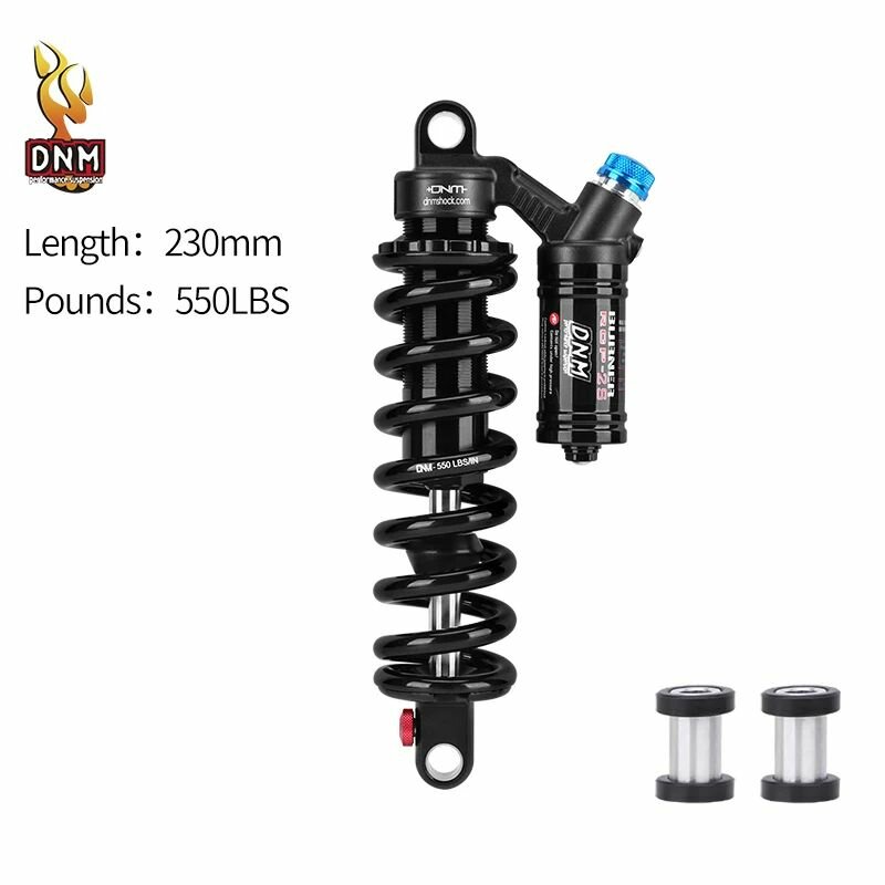 Задний амортизатор для горного велосипеда и внедорожника DNM RCP2S 190/200/210/220/230/240/265 мм, регулировка демпфирования 550/450 фунтов