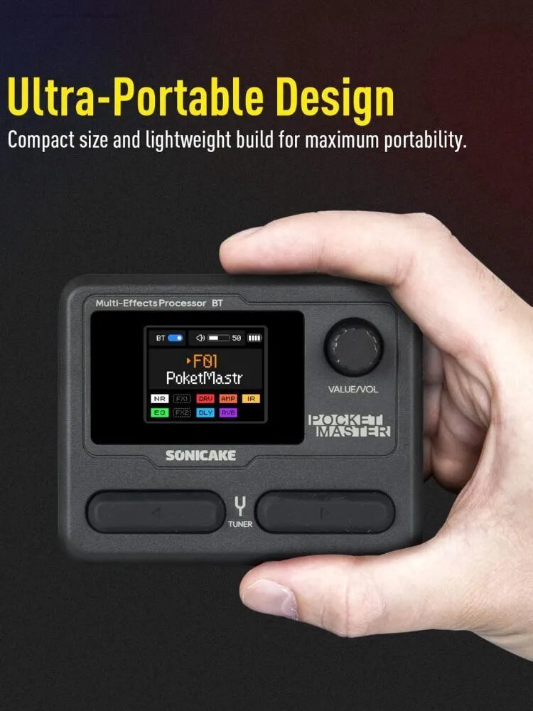 Sonicake Pocket Master педаль для гитарного усилителя, компактный гитарный процессор с лупером, черный — фото 1