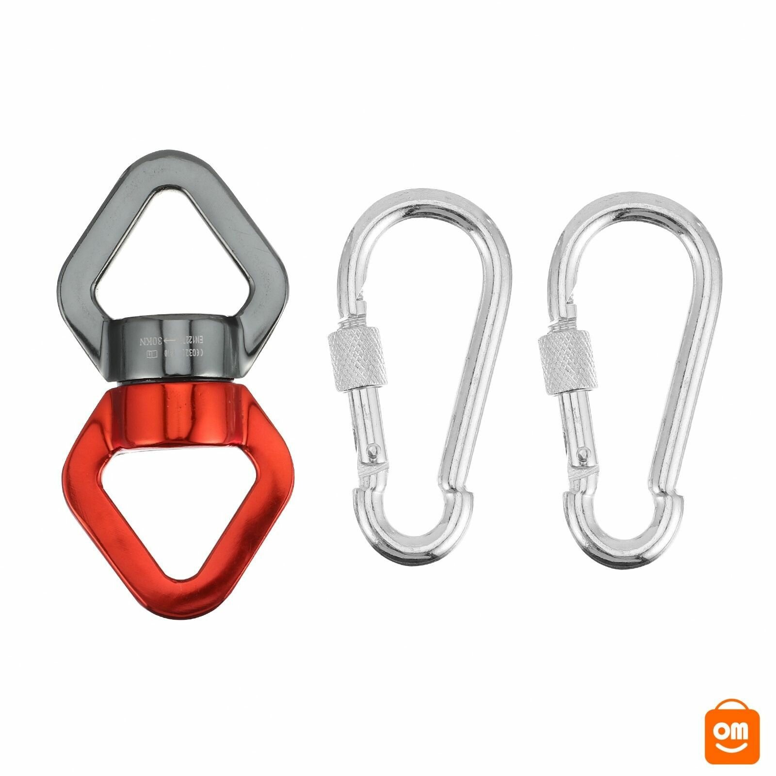 Комплект поворотного карабина из алюминия 7075 с двумя карабинами для подвески качелей и гимнастического снаряжения