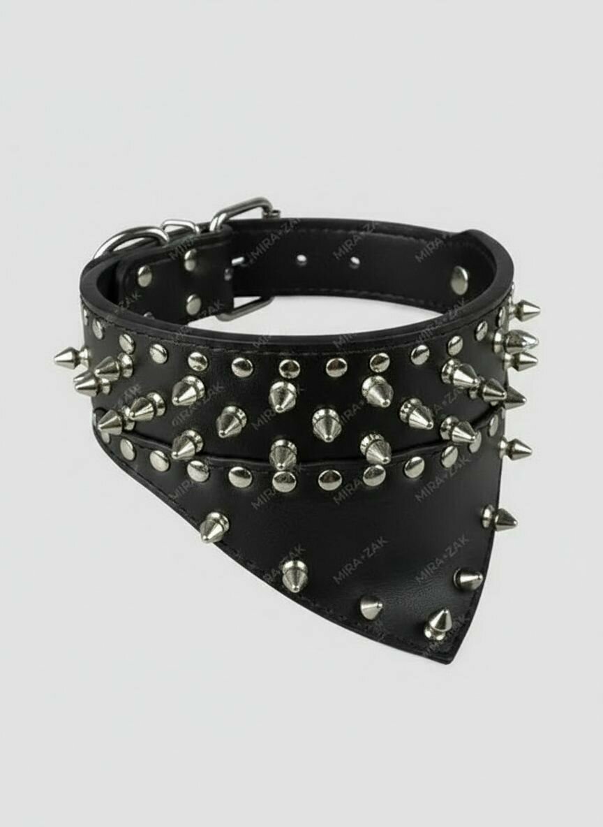 Ошейник с шипами с банданой для больших собак черный MIRA+ZAK