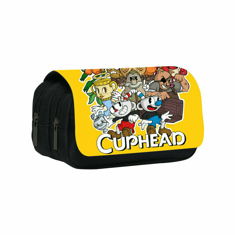 Cuphead пенал большой объем с двойной молнией органайзер для студентов и офиса оранжевый