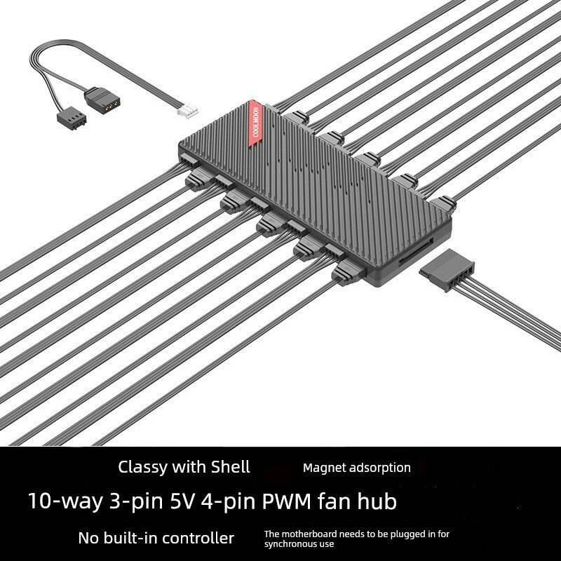 Премиум-хаб с управлением PWM 3-контактным для RGB-вентиляторов, поддержка 5V ARGB и 4-контактных вентиляторов, черный