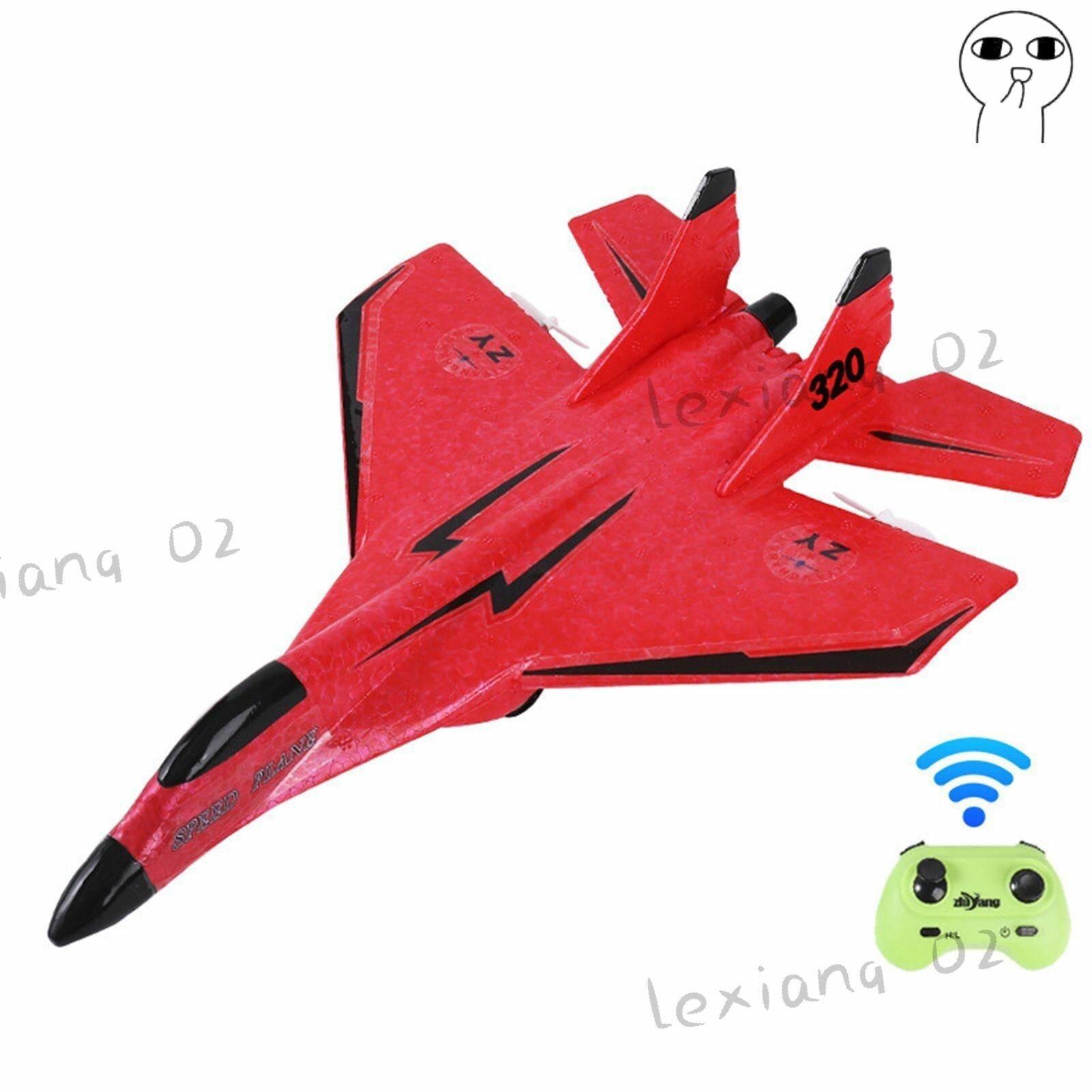 Детский радиоуправляемый планер МиГ-320 из пенопласта с подсветкой и оповещением о низком заряде, красный