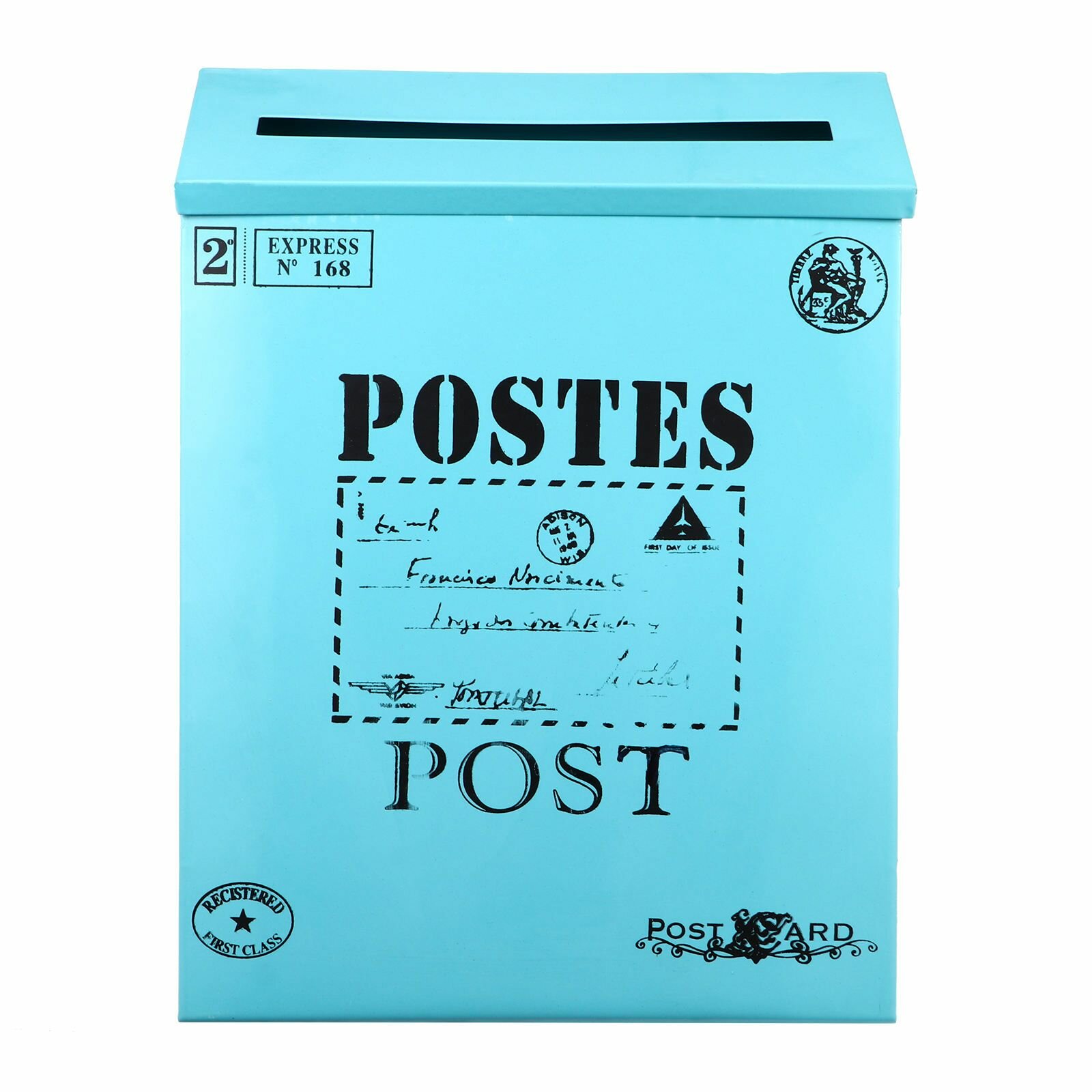 Ящик Для Писем В Ретро Стиле 1 Шт Синий 29x22x6 Cm