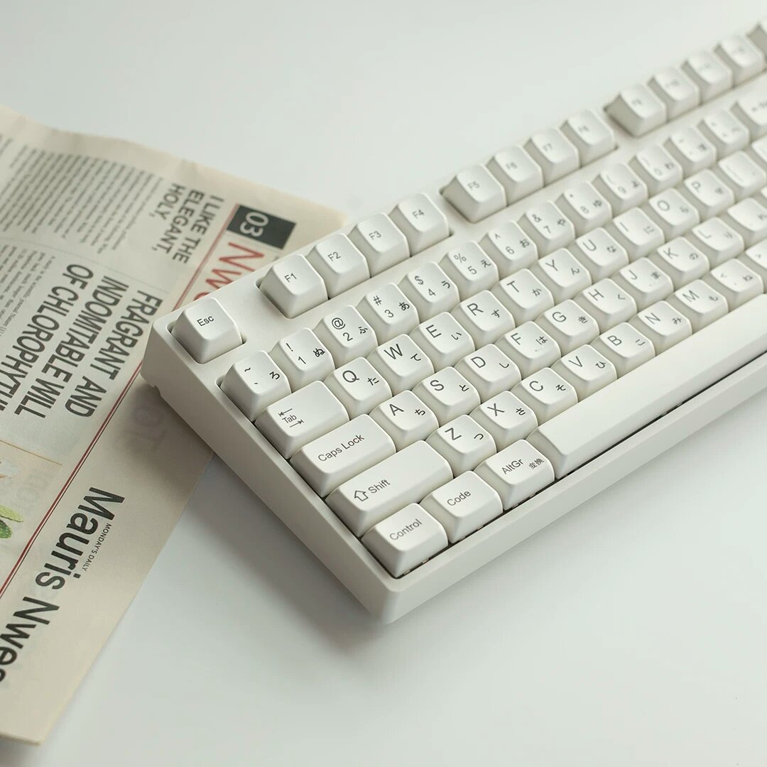 Минималистичные белые кейкапы MDA, чисто белый PBT с сублимационной печатью, подходят для клавиатур с 108, 100, 98, 97,