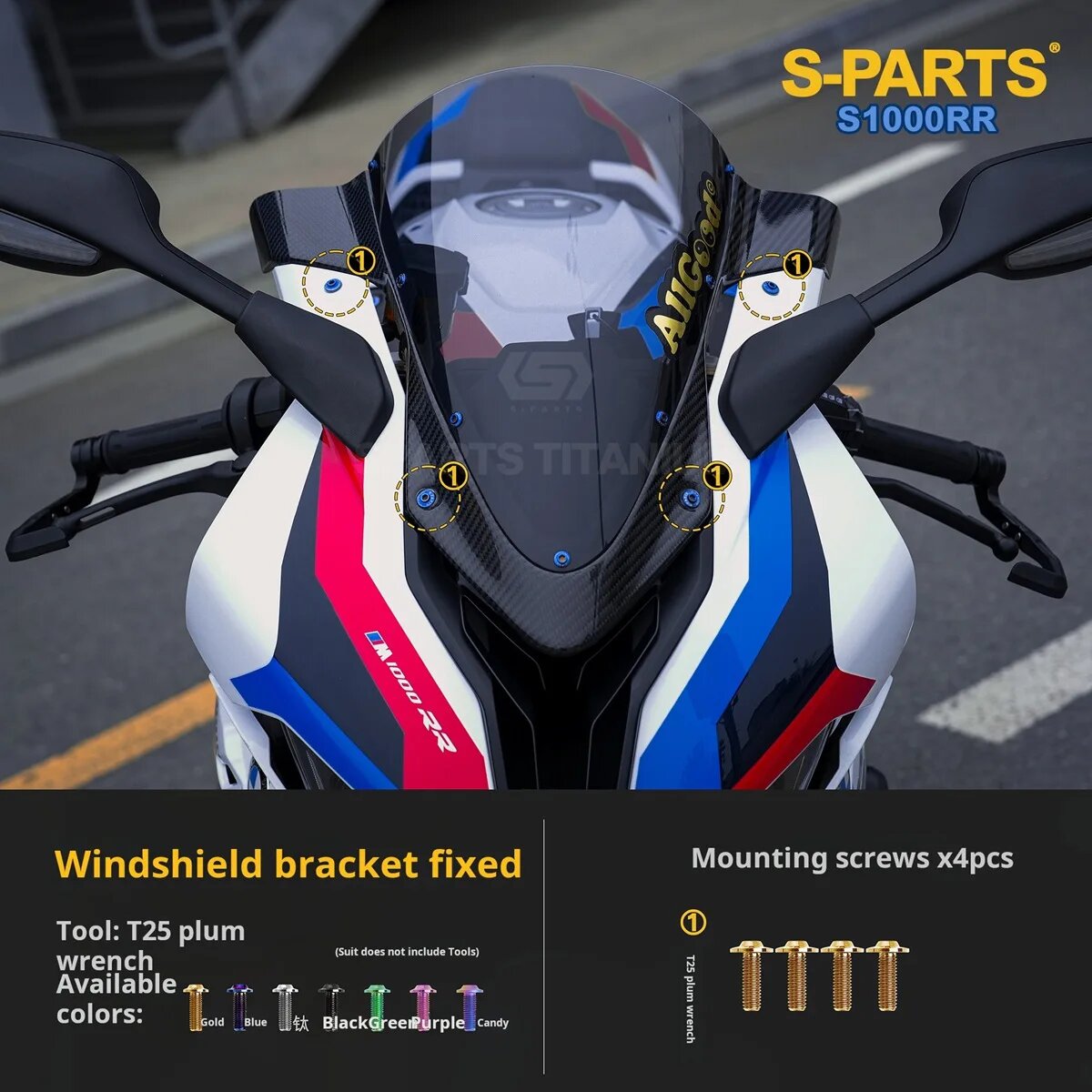 Стеклодержатель S-PARTS S1000RR 2021, цвет: windshield bracket