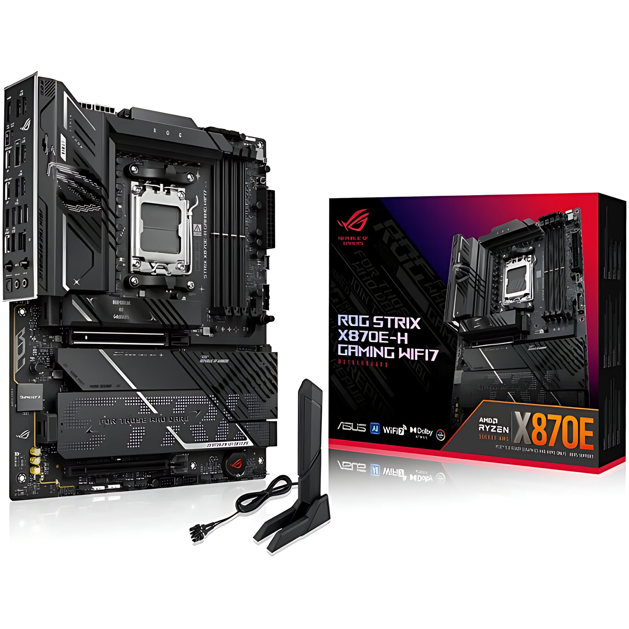 Материнская плата ASUS ROG STRIX X870E-H GAMING WIFI7 (AM5/AMD X870E/4xDDR5/2xPCI-Ex16/4xM.2/SB/Wi-Fi/BT/HDMI/ATX)