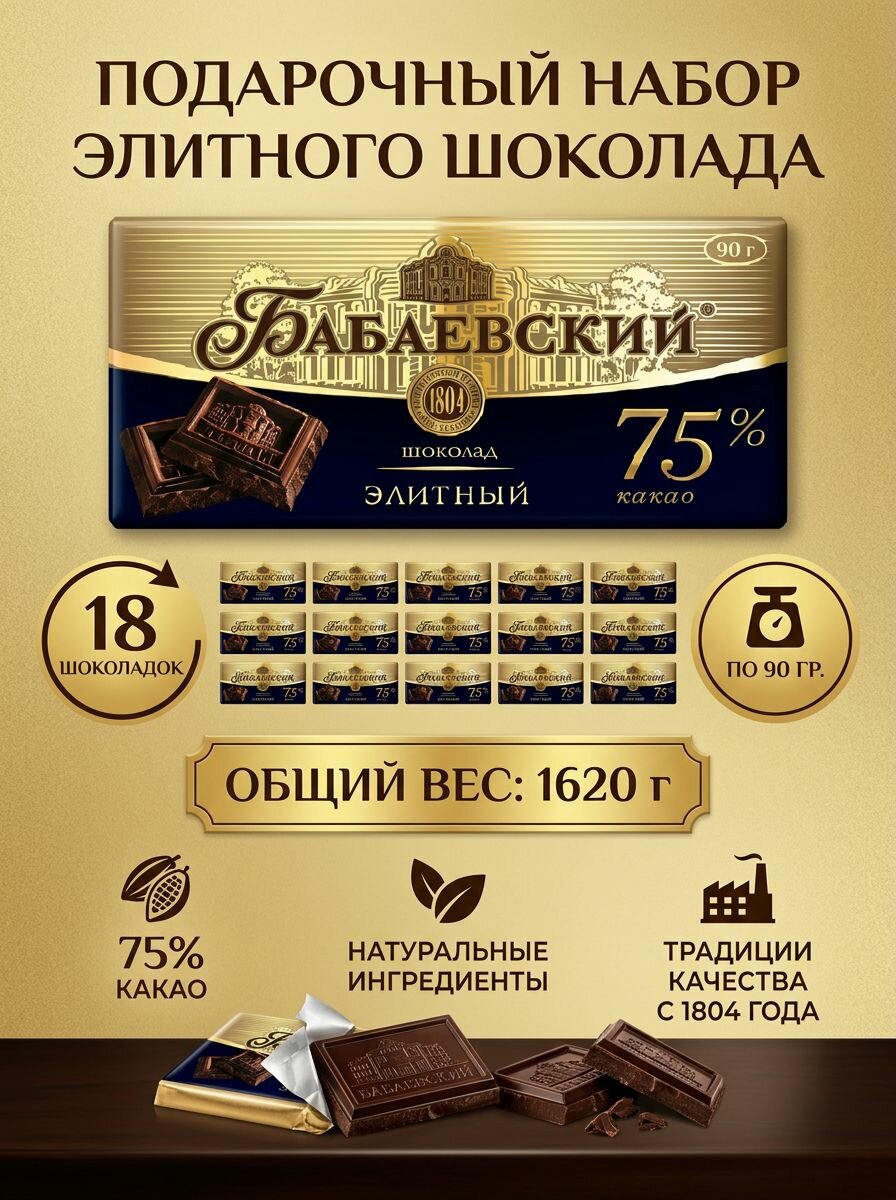 Шоколад Бабаевский элитный 18 шт. по 90 г.