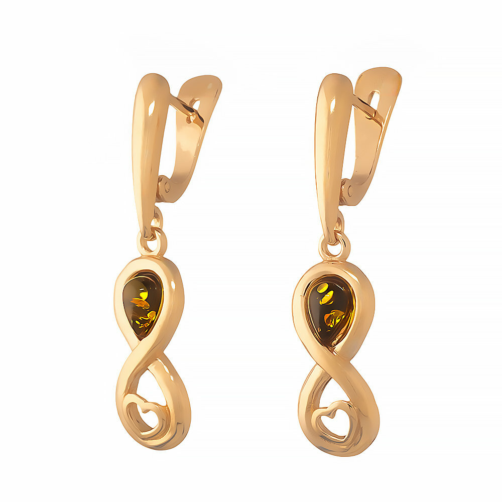 Серьги, серебро, 925 проба, янтарь