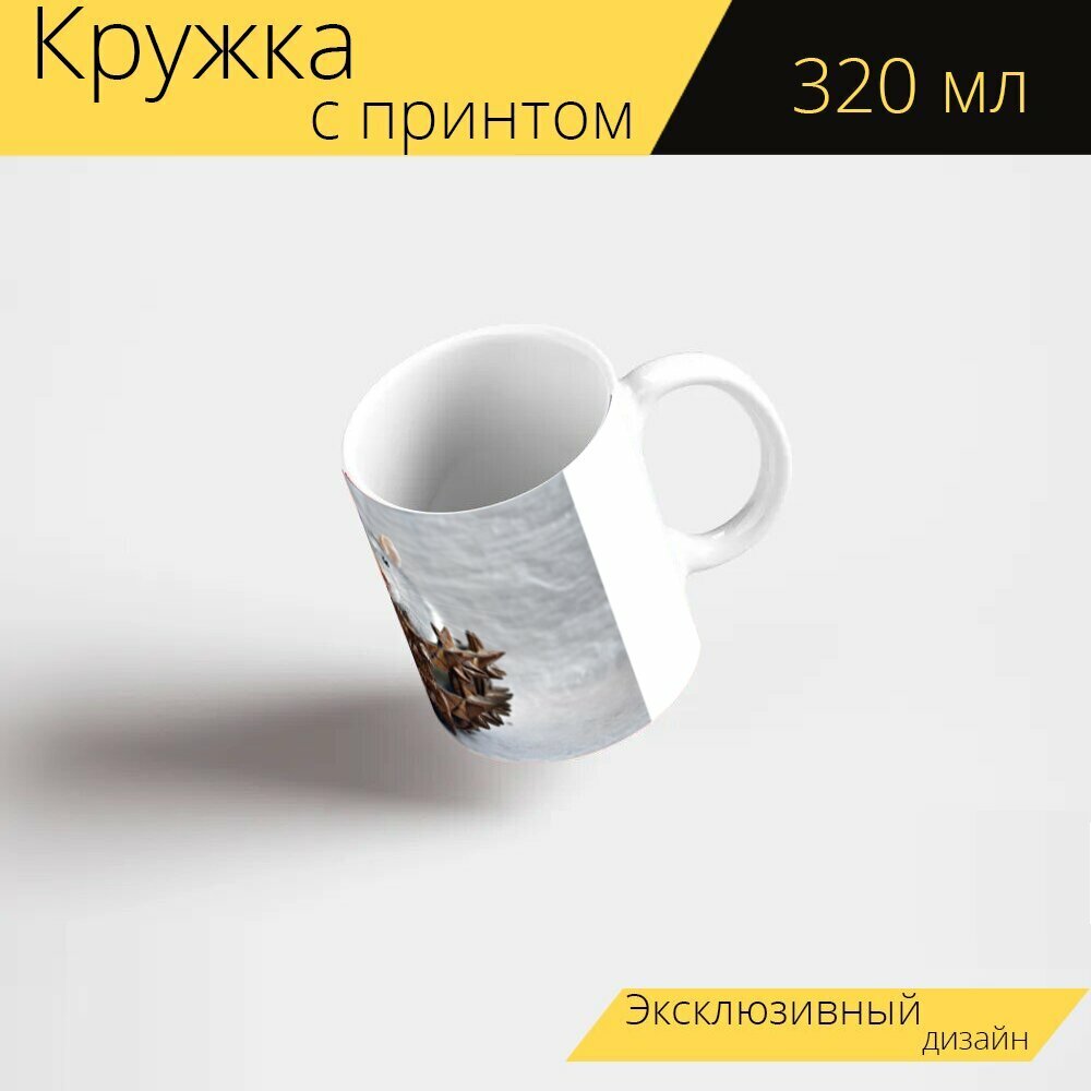 Кружка с рисунком, принтом "Крыса, декоративная, в корзинке" 320 мл.