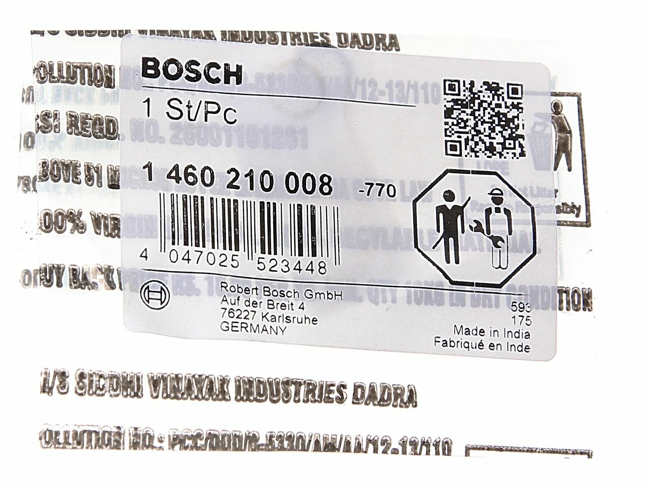 Уплотнительное кольцо резиновое, арт 1460210008 BOSCH