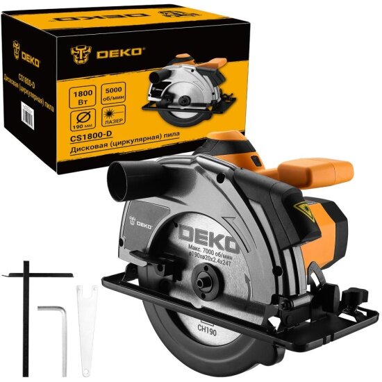 Дисковая (циркулярная) пила Deko CS1800-D, 1800Вт, 190мм диск (083-1101)
