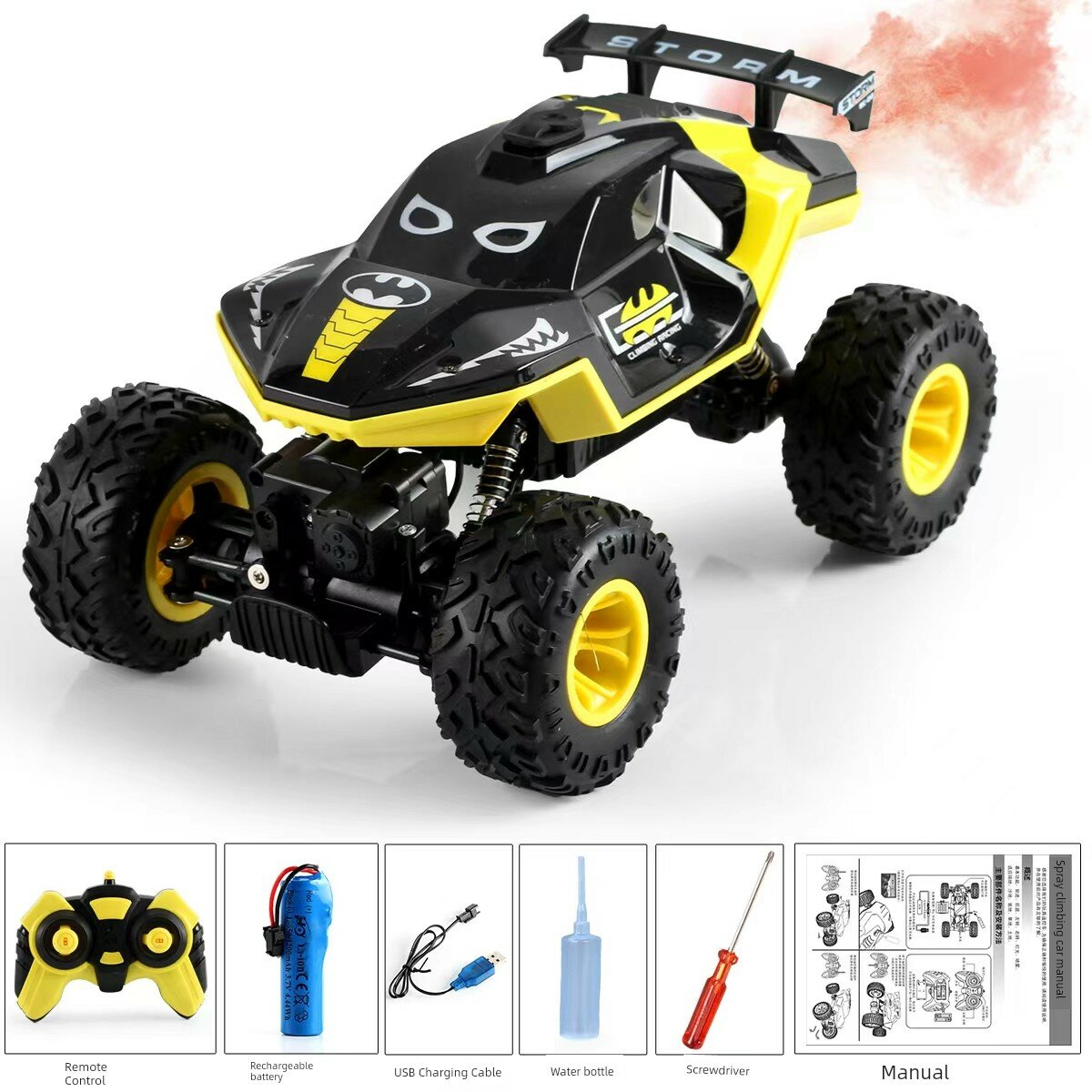 Черный RC-вездеход Batman 4WD с аэрозольным покрытием, батарея 1200 мАч + 4000 мАч - 100 минут автономности