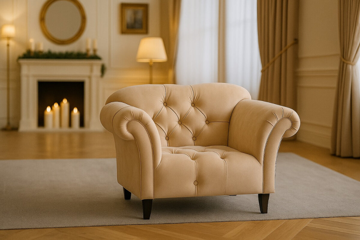 Кресло ArtikMebel Буржуа Velutto Soft, универсальное, молочный, велюр, 6 кг