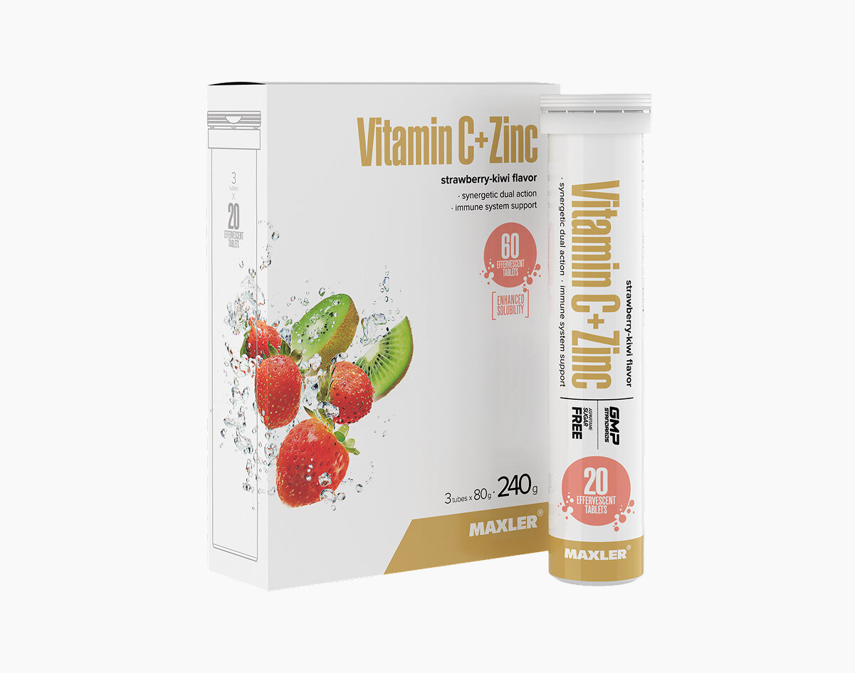 Витамин С+Цинк Maxler Vitamin C+Zinc (20 шип. табл.) (клубника-киви)