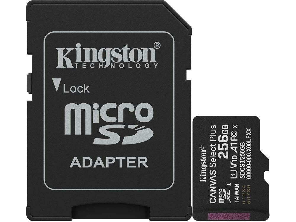 Карта памяти Micro SDXC 256GB Kingston Canvas Select Plus UHS-I U1 Class 10 SDCS3/256GB с переходником SD