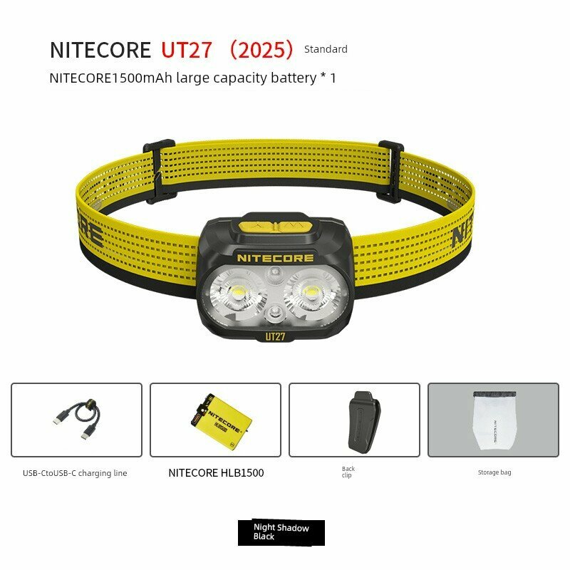 NITECORE UT27 фонарь на голову с батареей, ночная черная, сильный свет для активного отдыха, бега и рыбалки