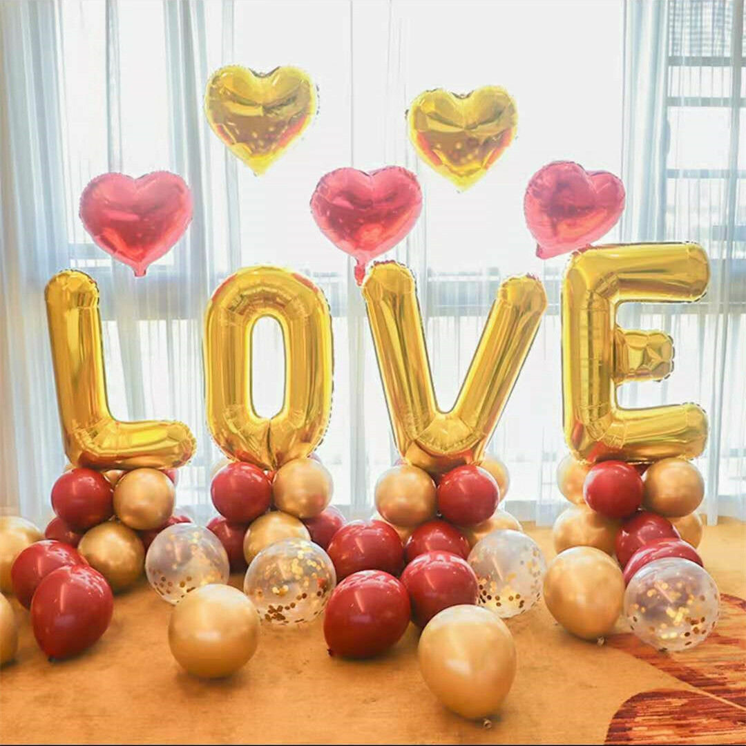 Набор для создания романтической атмосферы в спальне на День святого Валентина 520: декор для предложения руки и сердца, воздушные шары, украшения для создания сцены-сюрприза.