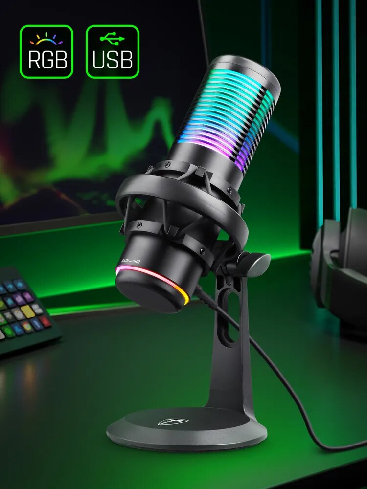 Микрофон для компьютера игровой Impulse USB для стримов, игр, записи, подкастов