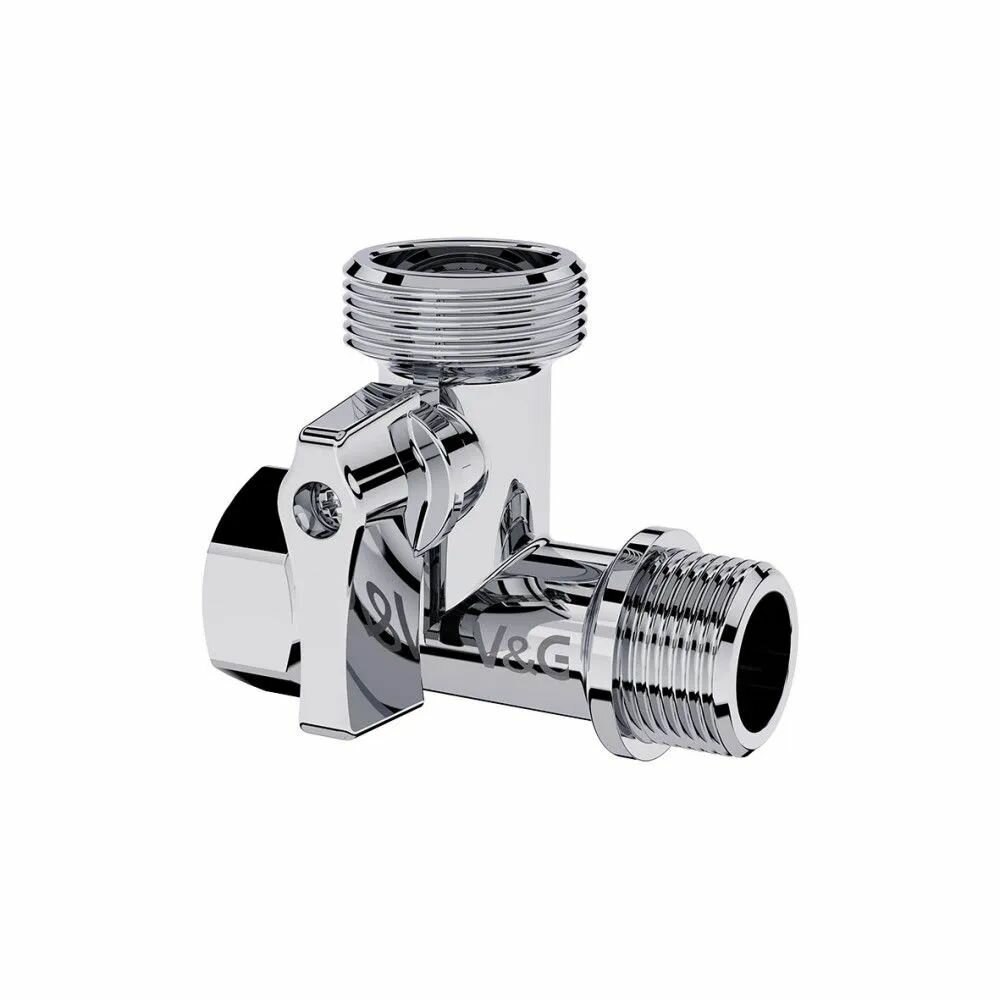 Кран шаровой Т-Образный 1/2"х3/4"x1/2" V&G VALOGIN для подключения посудомоечной и стиральной машины VG-501102