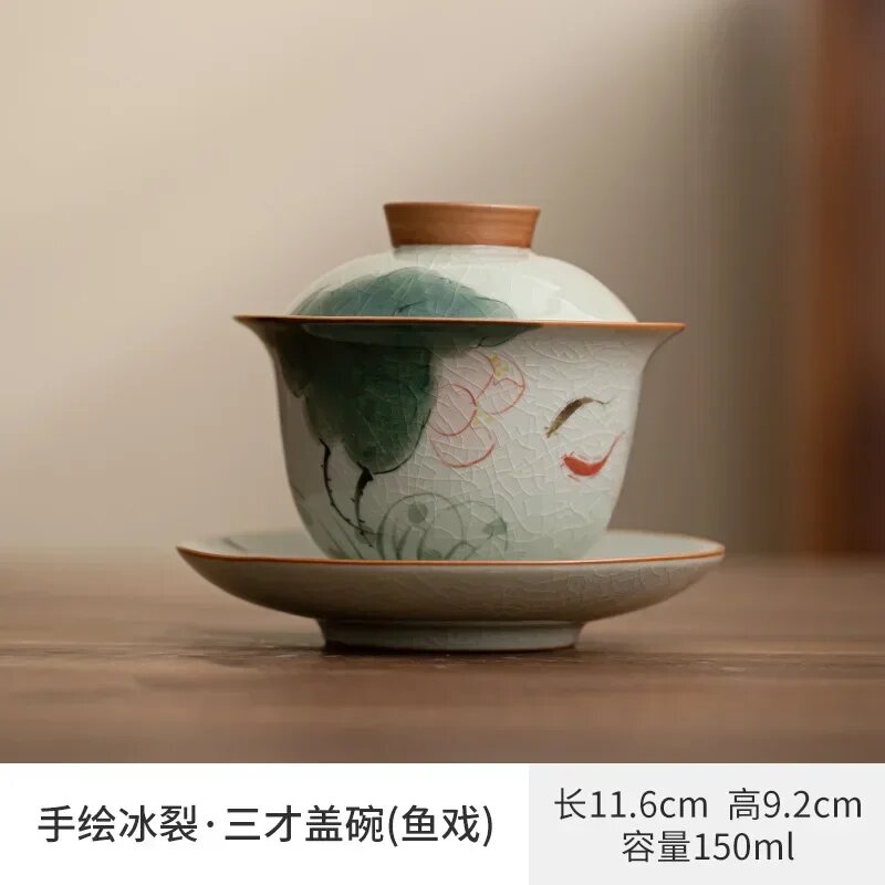 Ретро чайная чашка Gaiwan PGY Fish play