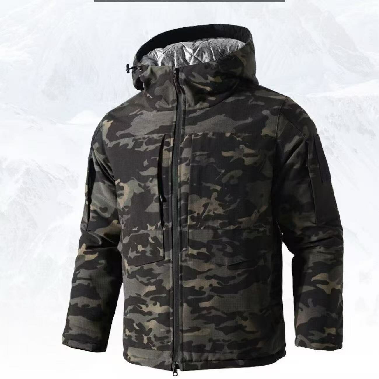 Куртка зимняя тактическая с капюшоном/Бесплатная шапка и перчатки