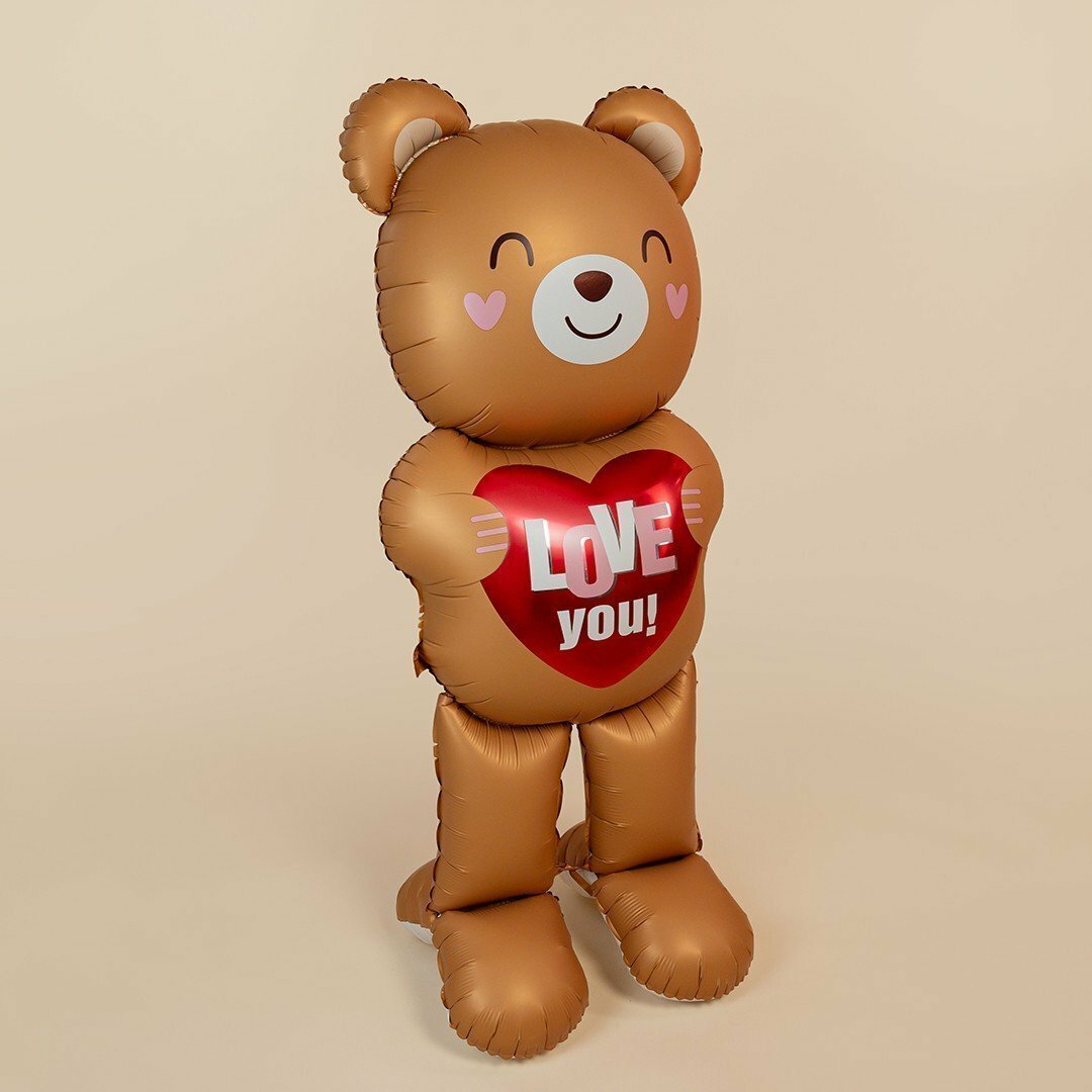 Большой 3D-шар "Мишка с сердцем", 155 см