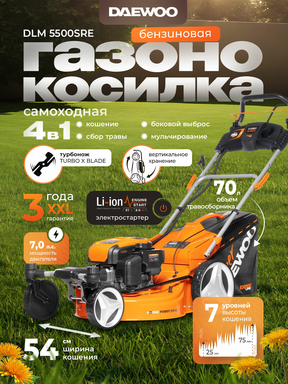 Газонокосилка бензиновая DAEWOO DLM 5500SRE